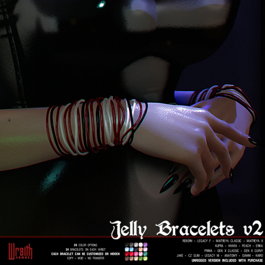 Second Life Marketplace - - wraith - Jelly Bracelets v2 - {FATPACK}